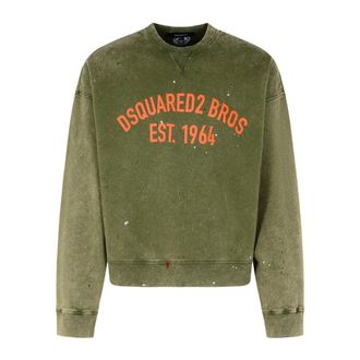 Dsquared2 Bros Est 1964 Design Cypro Fit Milit&auml;rgr&uuml;nes Sweatshirt