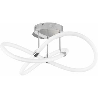Wofi Leuchten Plafonnier dimmable avec t&eacute;l&eacute;commande plafonnier LED design luminaire de salon, m&eacute;tal chrom&eacute;, plastique blanc, 39W 4900lm blanc chaud, LxPxH