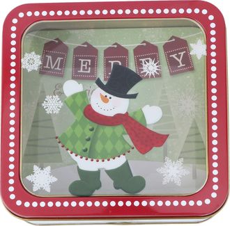 Amosfun Keksdose Plätzchendose Metall Blechdose mit Deckel und Fenster Weihnachtsdose Metalldosen Geschenkbox Vorratsdose für Weihnachten Party Favor Gastgesc