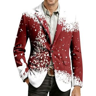 Generic Blazer Veste de Noël Homme, Veste en Velours côtelé élégante pour Occasions Formelles avec cranté et Design imprimé Festif pour soirées et événements 