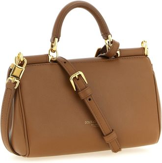 Dolce & Gabbana My Sicily Calfskin Leather Top Handle Bag - Tan