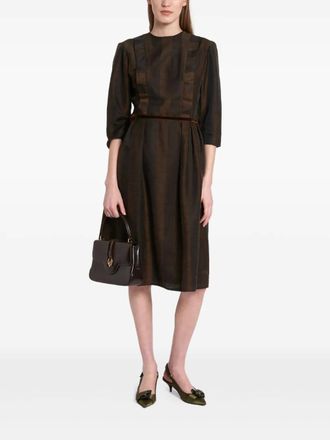 Vintage robe à taille cintrée (années 1950) - Marron