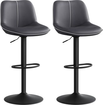 Vasagle Vasagle - Lot de 2 tabourets de bar pivotants r&eacute;glables en hauteur - Dossier ergonomique - Base m&eacute;tallique - Marron caramel - Repose-pieds extra large