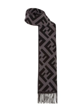 Fendi &eacute;charpe &agrave; franges en intarsia - Noir