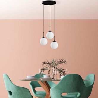 Opviq Elegant Black Chandelier, Metal Body, Adjustable Height 40-115 cm, 36 x 36 x 115 cm | 3 x E14 Max 40W, Stylish Lighting for Modern Spaces