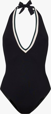 D Nu D Maillot de bain une pi&egrave;ce &agrave; col v contrastant et d&eacute;collet&eacute; dos