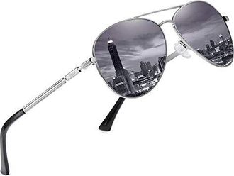 Duco Duco Nouveau Design Lunettes de soleil Classique Rétro Style Lunettes de Soleil Polarisées en Miroir Filtre Catégorie 3 CE 3025K (Argent-Gris)