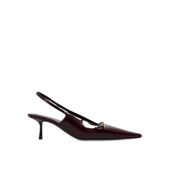 Saint Laurent Hohe Schuhe - Patent Leather Slingback Pumps With Gold-Tone Hard - Gr. 35 (EU) - in Schwarz - f&uuml;r Damen