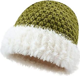 Generic Chapeau pliable fait &agrave; la main en laine chaude pour femme - Chapeau tricot&eacute; coupe-vent - Chapeau pour homme - Vert citron, a, Taille unique