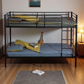 Eggree Eggree - Lits Superpos&eacute;s de Style Industriel avec &Eacute;chelle - Noir, Lit Double Superpos&eacute; pour Adultes, Design Moderne