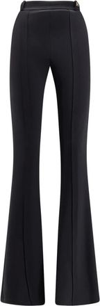 Elisabetta Franchi Femme, Pantalons, Noir, Taille: 38 FR Pantalon &Eacute;vas&eacute; en Cr&ecirc;pe Stretch Double &Eacute;paisseur avec Breloque Logo