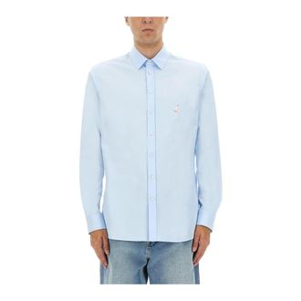 Moschino Langarm Hemd mit Stickerei - - Shirts - Herren - Blau - XL