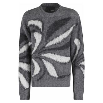 Roberto Collina Femme, Pulls, Gris, Taille: 36 FR Girocollo Intarsio Fiore
