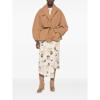 Isabel Marant Cotton-Linen with Bubble Hem Coat - Brown