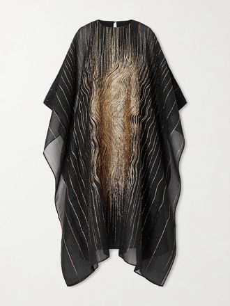 Taller Marmo Cafetan En Soie M&eacute;lang&eacute;e &Agrave; Fil Coup&eacute; Venice - Noir