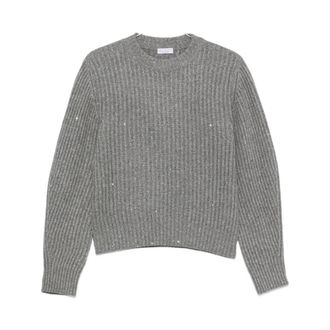 Brunello Cucinelli Pullover mit Paillettenbesatz - - Knitwear - Damen - Grau - M