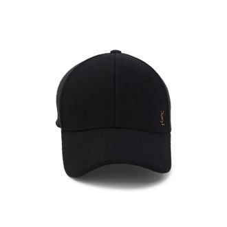Saint Laurent Caps & M&uuml;tzen - Baseball Cap In Soft Wool With Metallic Logo - Gr. 57 - in Schwarz - f&uuml;r Damen