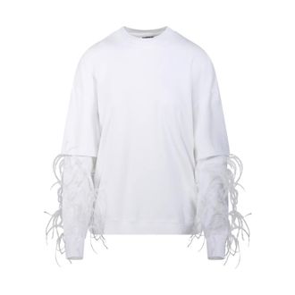 Darkpark Darkpark - Troy Double-Sleeve Feather Sweater - Femme - Sweatshirts et sweats &agrave; capuche - Blanc - Taille: 36 FR