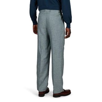 PT01 Pantalon &agrave; plis en coton et lin textur&eacute;