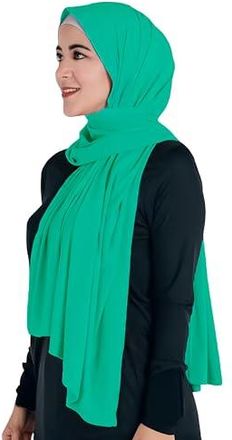 Lina & Lily Hijab Femme Musulmane, Foulard de Tête, Tissu en Jersey Modal Opaque, Maxi 180 X 80cm (Vert Jade)