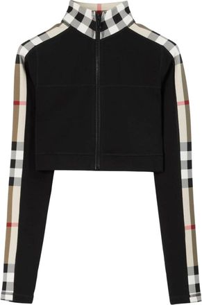 Burberry Femme, Sport, Noir, Taille: 36 FR Vintage Check Panelled Cropped Top