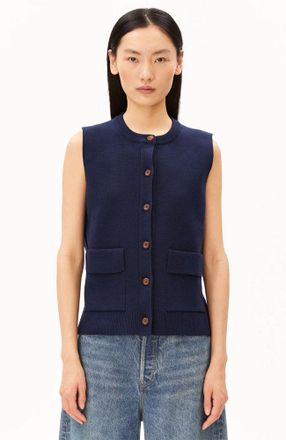 Armedangels Damen vegan Strickjacke Knitted Tinted Navy