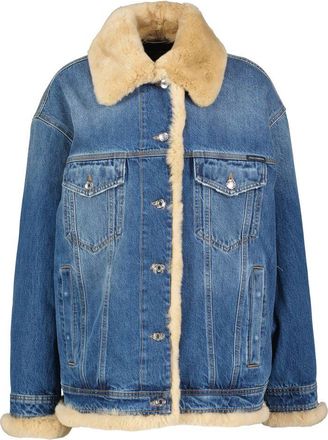 Dolce & Gabbana Damen Jeansjacke mit Kaninchenfell