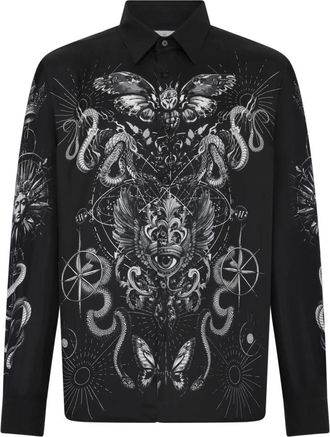 Philipp Plein Seidenhemd mit Allover-Tattoo - - Shirts - Herren - Schwarzk - M