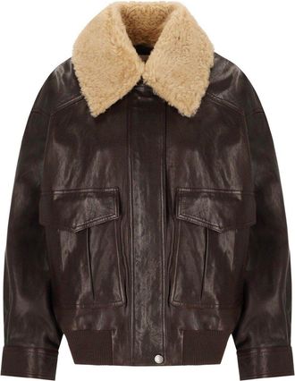 Weekend by Max Mara VESTE EN CUIR AJUST&Eacute;E MARRON MAX MARA WEEKEND