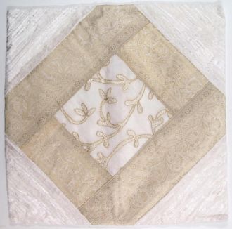 Guru Shop Orientalische Samt & Brokatkissenh&uuml;lle, Kissenbezug, Dekokissen 40x40 cm - Wei&szlig; Muster 1, Baumwolle