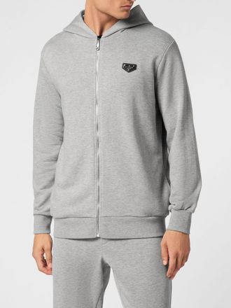 Philipp Plein Sweatshirt &agrave; capuche zipp&eacute; en coton avec poches fendues