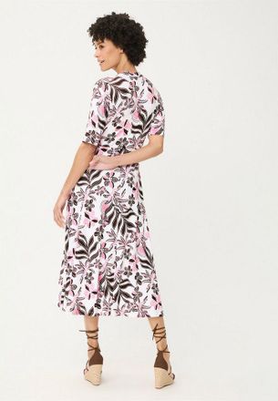 Olsen Midikleid Jerseykleid in Wickeloptik mit Allover-Dessin