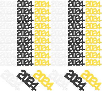 DOITOOL Year Tischdekoration Konfetti in Schwarz Gold Silber Bunte Party Streudeko für Silvester Festliche Feier Tisch Schmuck Vielseitige Jahreswechsel Deko 