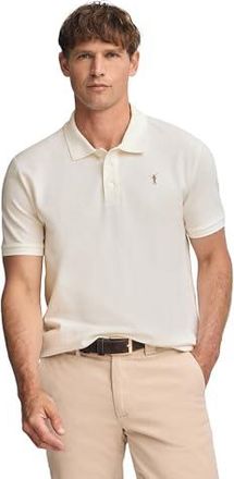 Polo Club Polo Beige en piqué avec Patte à Trois Boutons et Logo brodé Contrastant Homme