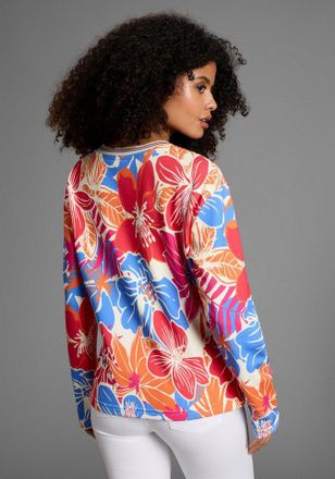 Laura Scott Sweater Auff&auml;lliger Multicolor-Blumenprint auf weichem Sweatstoff