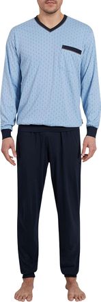 Götzburg Herren Pyjama Schlafanzug lang mit Bündchen (Belair Blue) 56