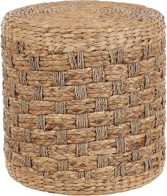 Beliani Beliani - Pouf de Style Boho Tissé Main Rond Ottoman en Herbes Marines et Jacinthe dEau 40 cm Naturel Basslet