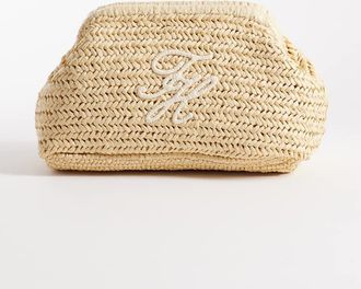 Tommy Hilfiger Elevated - Pochette allong&eacute;e en raphia - Beige-Neutre