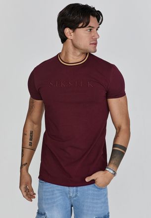 Siksilk Herren Burgunder Muscle Fit T-Shirt M