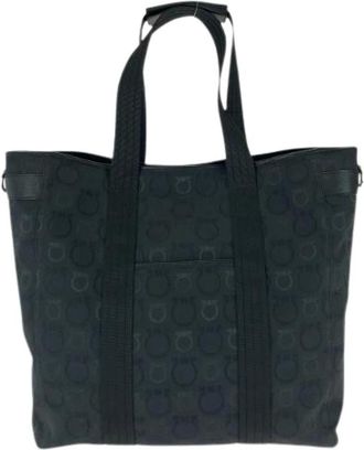 Ferragamo Sac cabas Pre-owned en toile et cuir - Femme - Pre-owned - Bleu - Taille: ONE Size