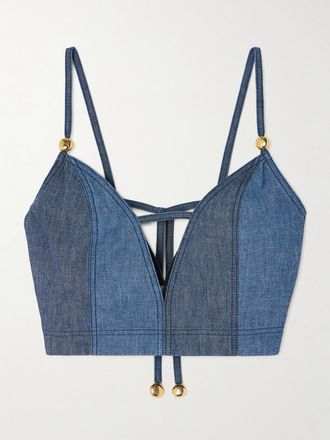 Loewe Haut Fa&ccedil;on Corset Raccourci En Jean &Agrave; D&eacute;coupes Et &Agrave; Ornements X Paulas Ibiza - Bleu