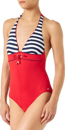 Haute Pression Damen Badeanzug, Gestreift, Gr. DE 38 (Herstellergröße : 40), Rot(Rayé Marine)