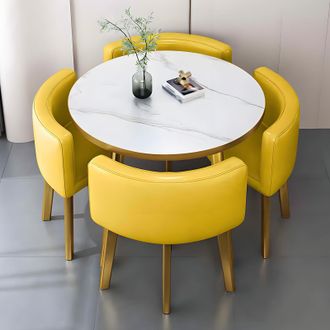 Generic Modernes Esszimmer-Set, rundes Esszimmer-Set, Empfangstisch, K&uuml;chen-Fr&uuml;hst&uuml;cksbar-Set mit Tisch und St&uuml;hlen, passend f&uuml;r Wohnzimmer und Esszimmer