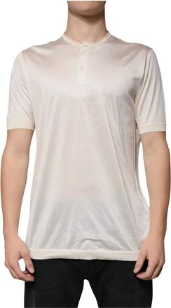 Dolce & Gabbana Homme, Tops, Blanc, Taille: 3XL Henley Short Sleeves T-Shirt