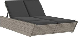 vidaXL Vidaxl - Chaise longue double avec coussins gris r&eacute;sine tress&eacute;e