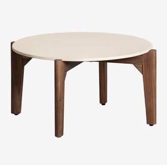 Sklum Sklum - Runder Garten-Couchtisch aus Zement und Akazienholz Xajul &Oslash;65 cm