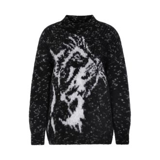 Marc Cain Strickpullover mit Katzenmotiv - - Knitwear - Damen - Schwarzk - L