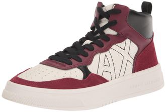 A|X Armani Exchange Herren High top, Multicolor, Embossed Logo Sneaker, Off White+BORDEA, 39.5 EU Schmal