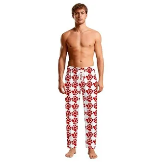 Generic Cosy Hommes Valentine Pyjama Pantalon Long Doux Sommeil Pantalon avec Poche Coeur Imprim&eacute; Taille &Eacute;lastique Pantalon de Salon, rose vif, XXL