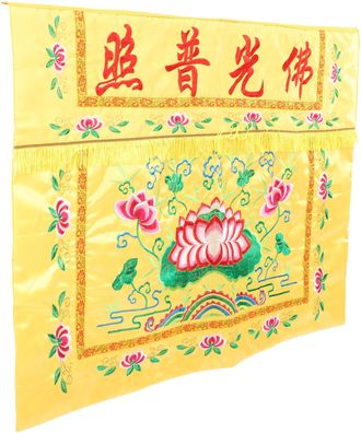 DOITOOL Buddhistische Tischdecke Altar Lotus Bestickte Tischdecke Tempel Dekoration Buddhismus Zubeh&ouml;r Lotusflagge Tischrock f&uuml;r Buddhistische Altartische